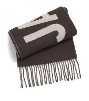Jacquemus Virgin Wool Logo Scarf - Brown