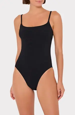 MILLY Grace Solid Textured One-piece Swimsuit - Black