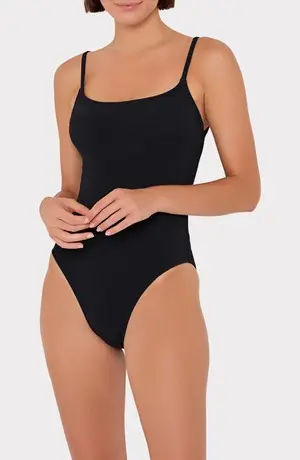 MILLY Grace Solid Textured One-piece Swimsuit - Black