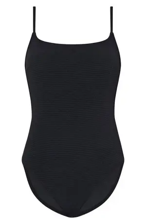 MILLY Grace Solid Textured One-piece Swimsuit - Black