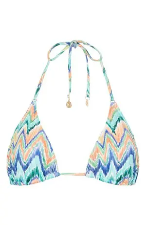 MILLY Tropical Chevron Stripe Triangle Bikini Top