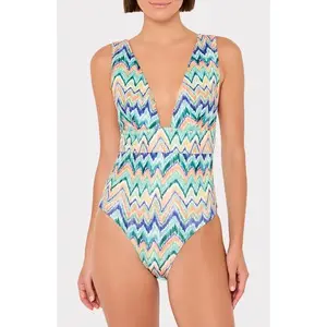MILLY Tropical Chevron Print One-piece Swimsuit - Tropical Multi