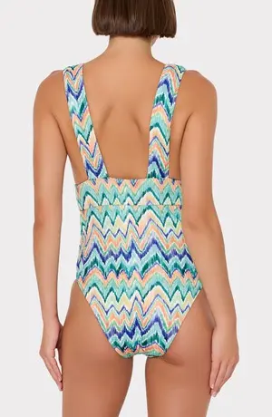 MILLY Tropical Chevron Print One-piece Swimsuit