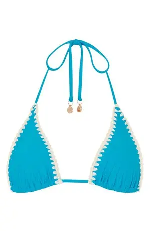 MILLY Whipstitch Triangle Bikini Top