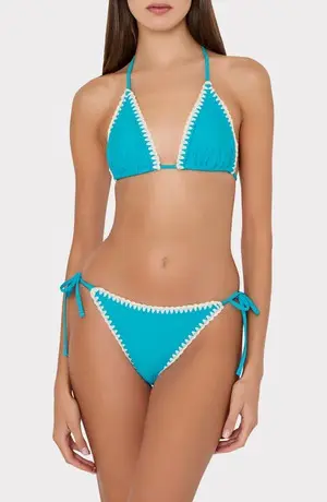 MILLY Whipstitch Triangle Bikini Top
