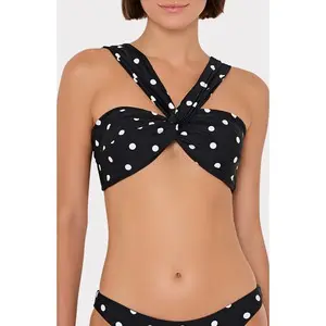 MILLY Olivia Polka Dot Twist Front Bikini Top