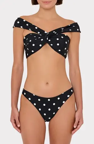 MILLY Olivia Polka Dot Twist Front Bikini Top