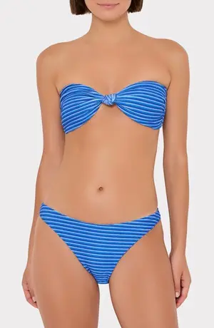 MILLY Margot Metallic Stripe Bikini Bottoms - Blue Multi