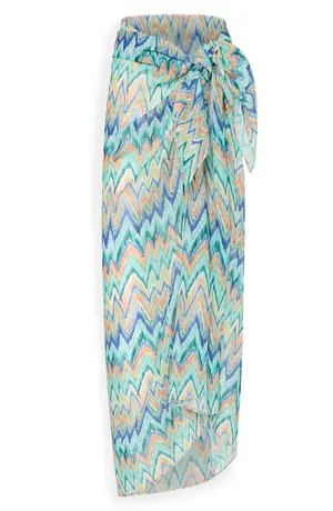 MILLY Tropical Chevron Print Cover-up Sarong