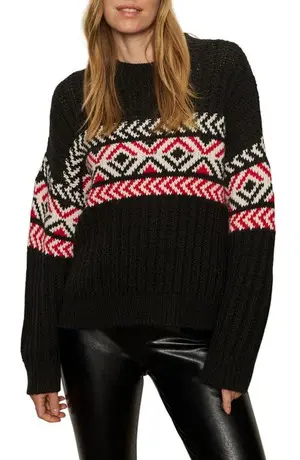 Sanctuary Intarsia Crewneck Sweater - Black/multi