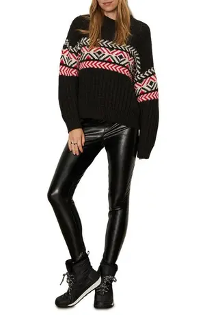 Sanctuary Intarsia Crewneck Sweater - Black/multi