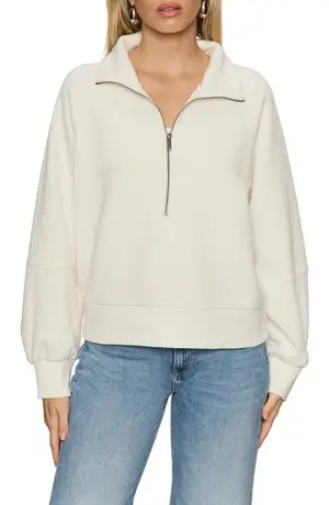 Sanctuary Textured Half-zip Sweatshirt - Chalk White