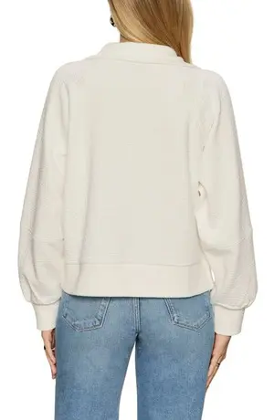 Sanctuary Textured Half-zip Sweatshirt - Chalk White