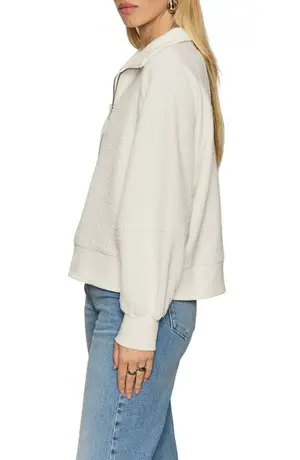 Sanctuary Textured Half-zip Sweatshirt - Chalk White