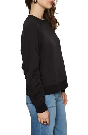 Sanctuary Gathered Sleeve Sweatshirt - Black