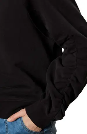 Sanctuary Gathered Sleeve Sweatshirt - Black