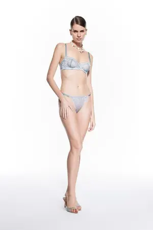 MERS SILK Sky Bralace Underwire Balconette Bra - Blue
