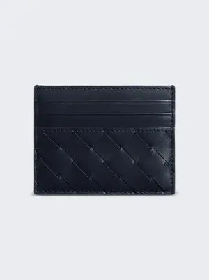 Bottega Veneta Intrecciato Credit Card Case Midnight And Basalt - Navy