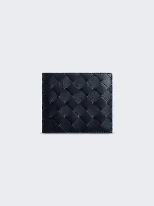Bottega Veneta Intrecciato Bi-fold Wallet Midnight And Basalt - Navy