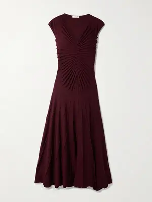 Alaïa Pleated Wool Midi Dress