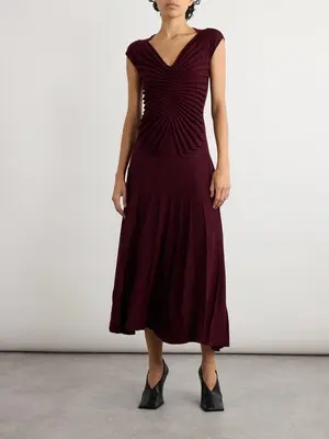 Alaïa Pleated Wool Midi Dress