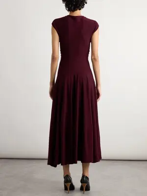 Alaïa Pleated Wool Midi Dress