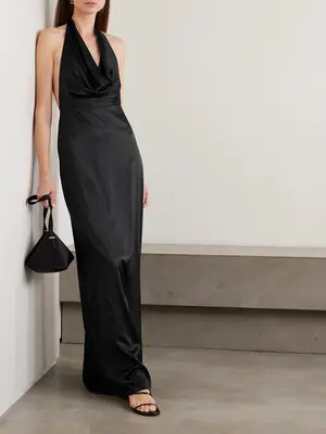 Eterne Carla Draped Halterneck Maxi Dress - Black