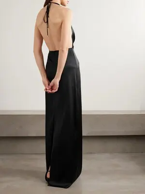 Eterne Carla Draped Halterneck Maxi Dress - Black