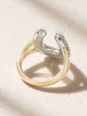 LUCY DELIUS 14-karat White And Yellow Diamond Horseshoe Ring