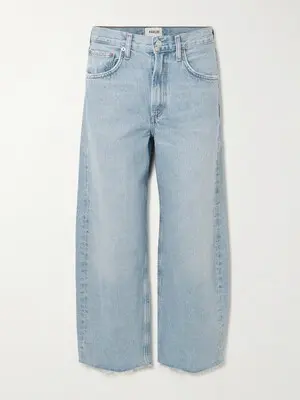 AGOLDE Low Curve Fray High-rise Wide-leg Jeans - Blue