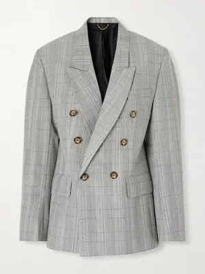 Victoria Beckham Checked Wool Double-breasted Blazer