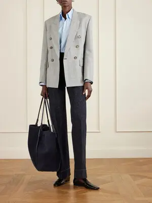 Victoria Beckham Checked Wool Double-breasted Blazer