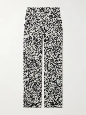 Dries Van Noten Printed Chiffon Straight-leg Pants