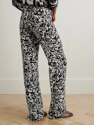 Dries Van Noten Printed Chiffon Straight-leg Pants