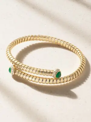 Marina B Trisolina Emerald And Diamond Bangle - Gold