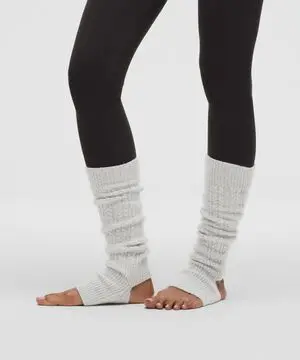 Lululemon Wool-blend Cable-knit Leg Warmers - Heathered Misty Grey