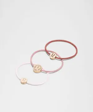 Lululemon Logo Hair Ties - Blissful Pink/red Clay/rockwood/gold