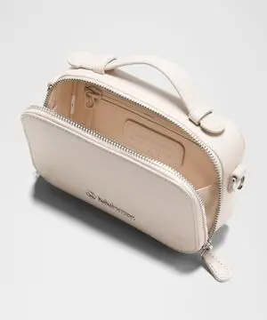 Lululemon Leather Alternative Camera Crossbody Bag - Cashew/silver