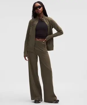 Olive Green Wide-Leg Trousers