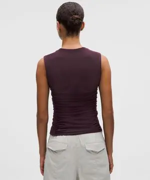 Lululemon Mesh Ruched Tank Top - Black Plum