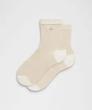 Lululemon Glitter Quarter Socks - Light Ivory