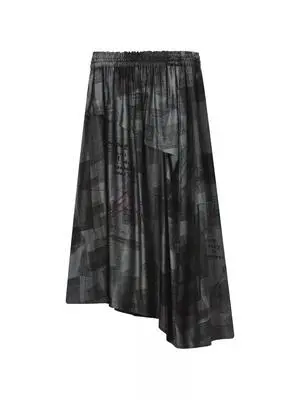 Y’s Newspaper-print Skirt