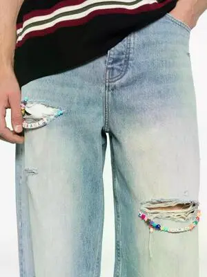 NAHMIAS Friendship Bead-embellished Distressed Denim Jeans
