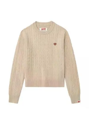 A BATHING APE Cable-knit Heart Sweater - Neutrals