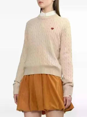 A BATHING APE Cable-knit Heart Sweater - Neutrals