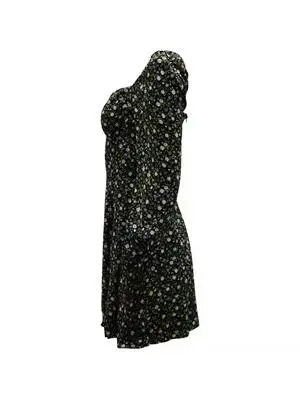 REFORMATION Floral Print Square-neck Mini Dress - Black