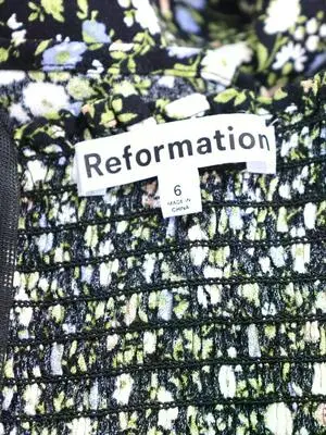 REFORMATION Floral Print Square-neck Mini Dress - Black