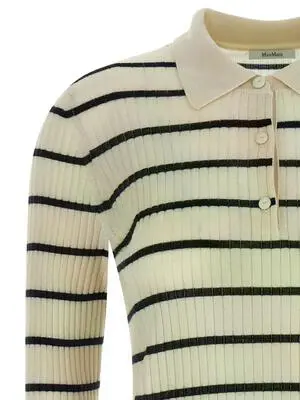 Max Mara Gitano Striped Ribbed Polo Top