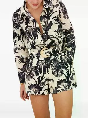 Cara Cara Palmer Floral-pattern Buckled Shorts - Neutrals