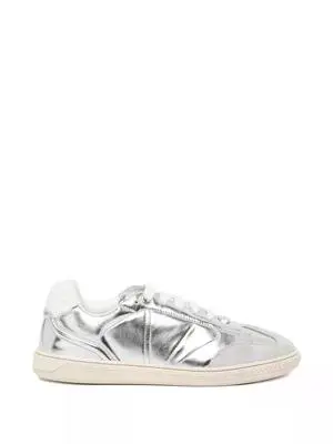 Versace Greca Court Metallic Leather & Suede Trainers